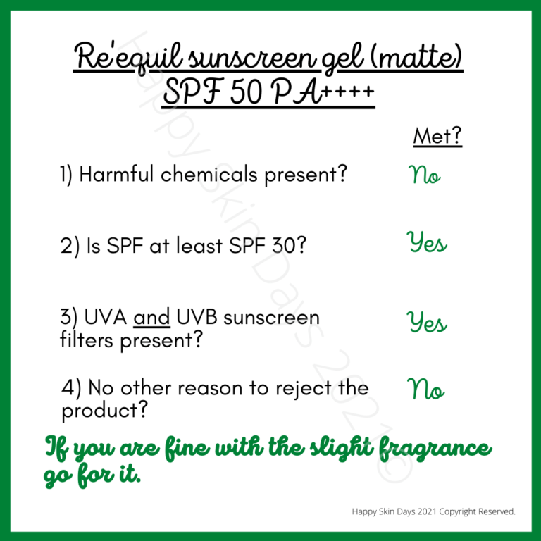 Re'equil ultra matte sunscreen gel SPF 50 PA++++ - Happy Skin Days